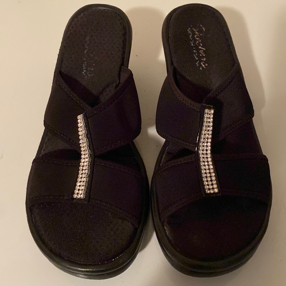 Skechers | Shoes | Skechers Rhinestone Embellished Slides | Poshmark